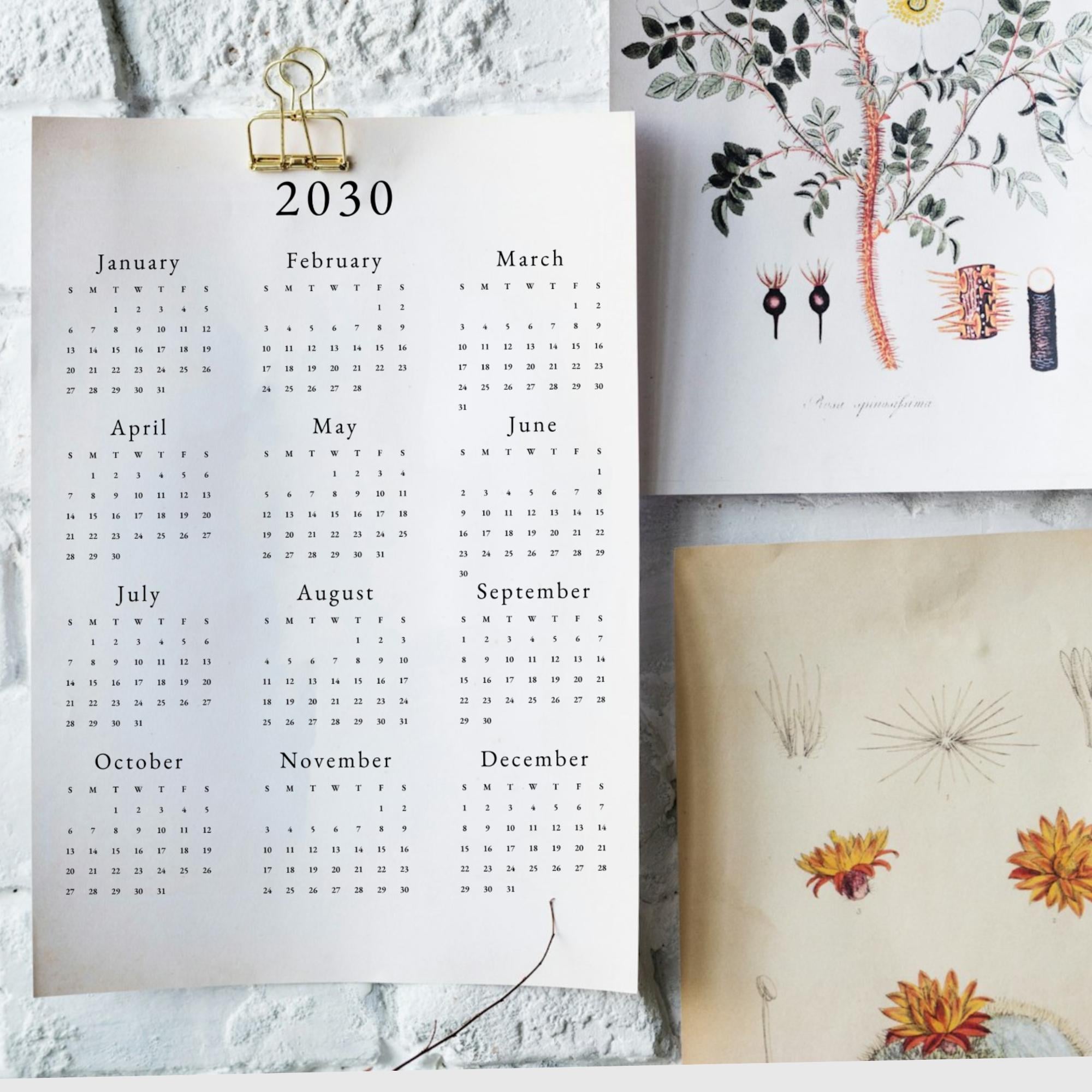 2030 Yearly Calendar 2030 Annual Calendar Printable 2030 Calendar ...