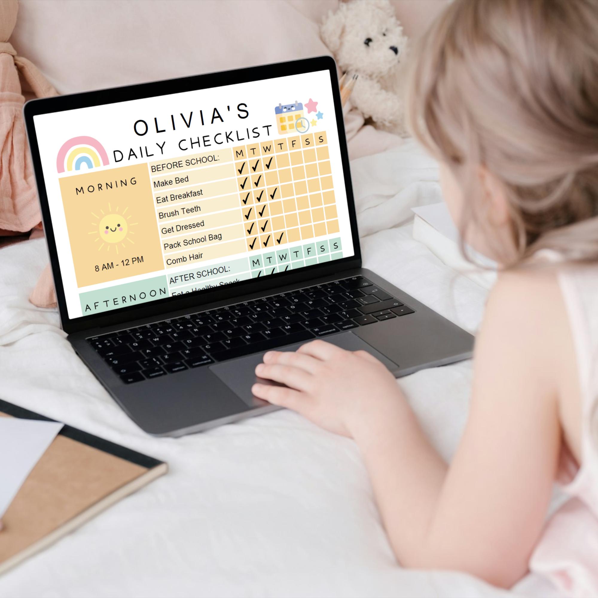 Kids Daily School Checklist, Responsibility Chart, to Do List, Editable ...
