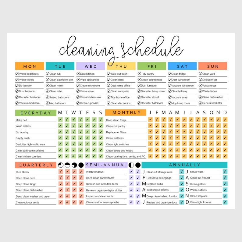 EDITABLE Cleaning Planner, Cleaning Checklist, Schedule, ADHD Cleaning ...