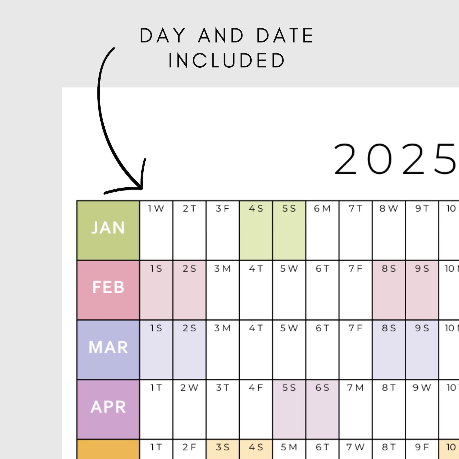 2025 Printable Year Planner | Large Wall Calendar 2025 | Yearly Wall ...