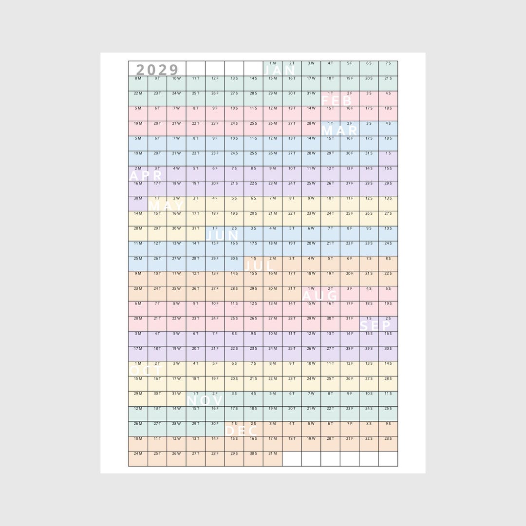 2029 Full Year Calendar (2 Week View) | Year Planner, Digital Download ...