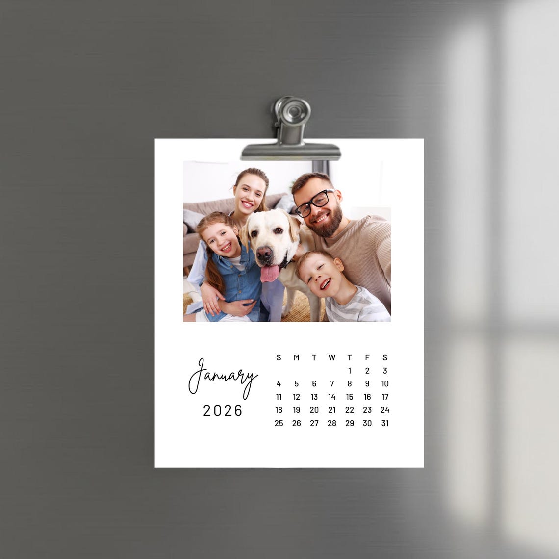 Modello di calendario 2026 con foto, modello Canva modificabile ...