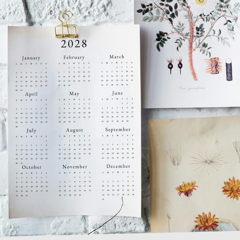 2028 Yearly Calendar 2028 Annual Calendar Printable 2028 Calendar ...