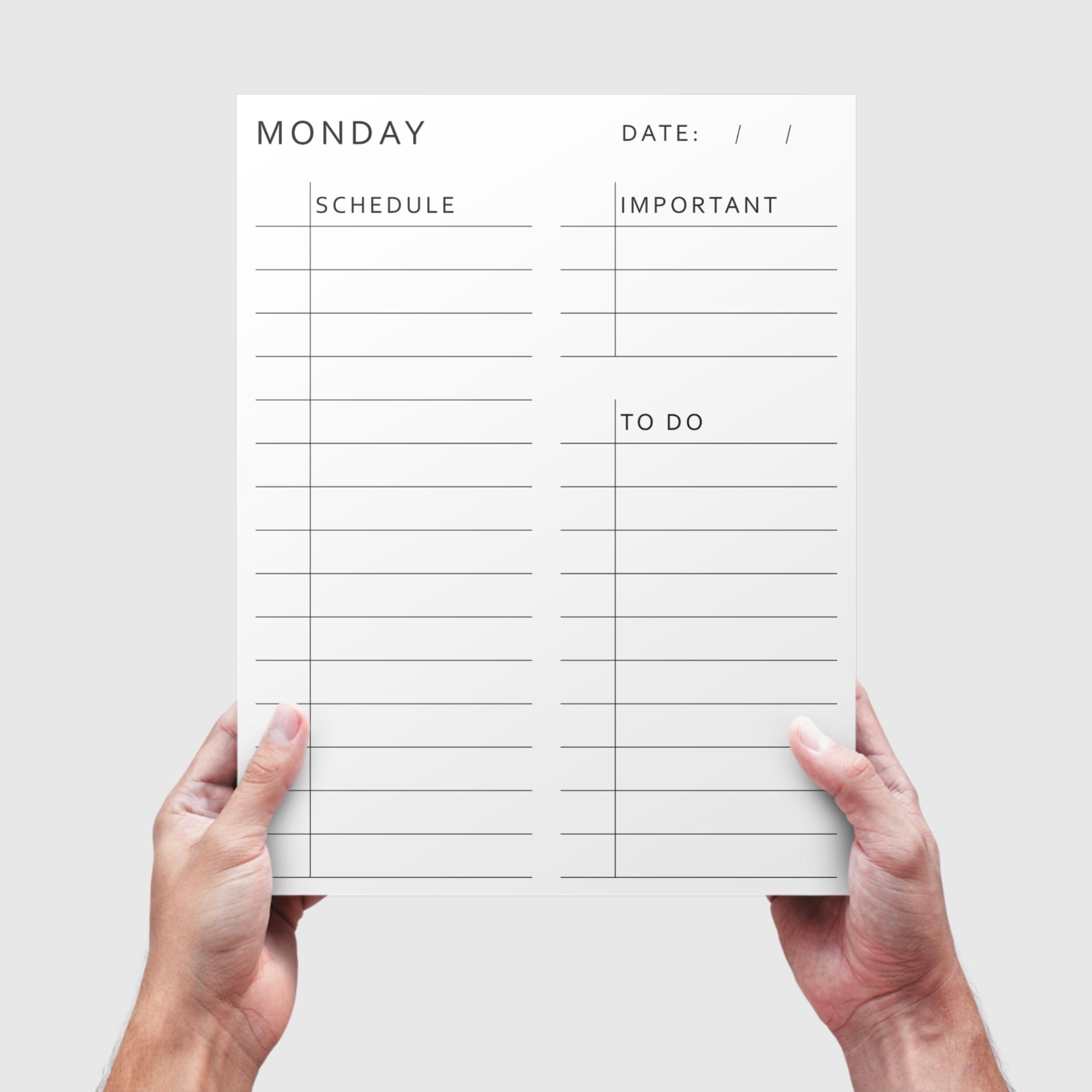 Minimalist Daily Planner Printable Fillable PDF | To-do List | Work ...