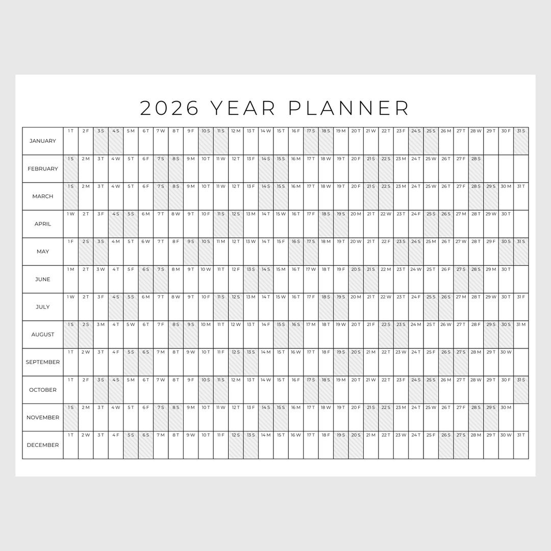 2026 Year Planner Printable, Yearly Planning Calendar, Calendar Poster ...
