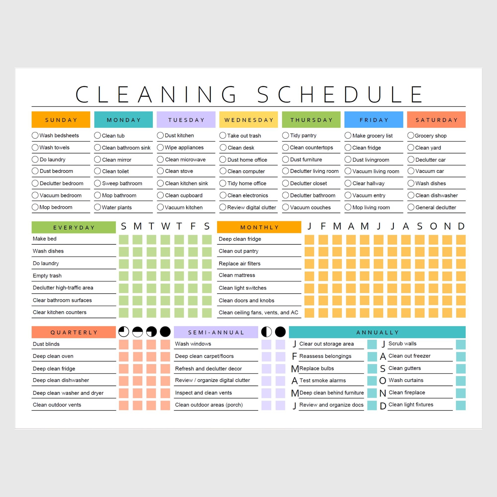 EDITABLE Cleaning Planner, Cleaning Checklist, Schedule, ADHD Cleaning ...