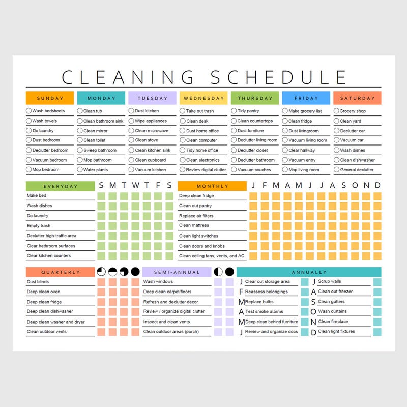 Printable Calendar Chore - Etsy UK