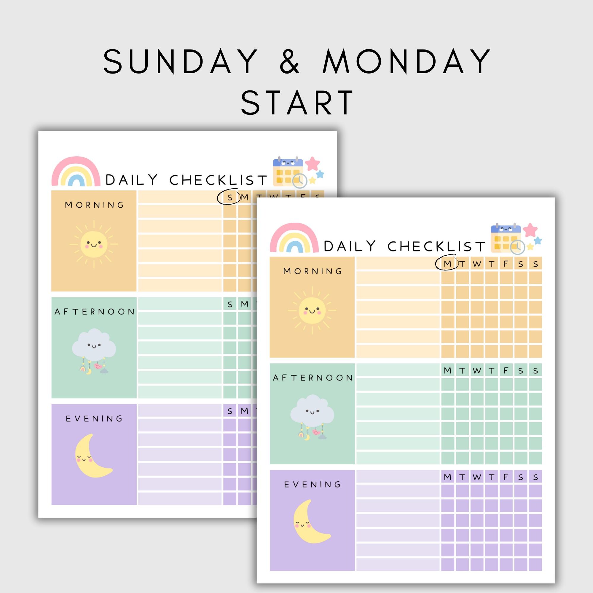 Kids Daily School Checklist, Responsibility Chart, to Do List, Editable ...