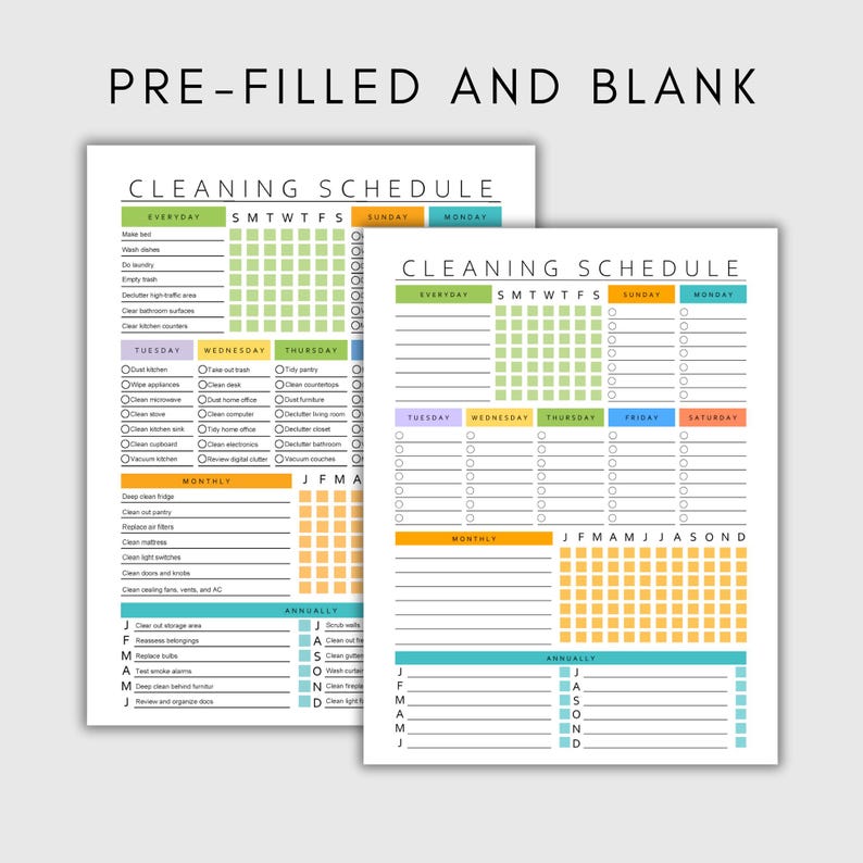 EDITABLE Cleaning Planner, Cleaning Checklist, Schedule, ADHD Cleaning ...