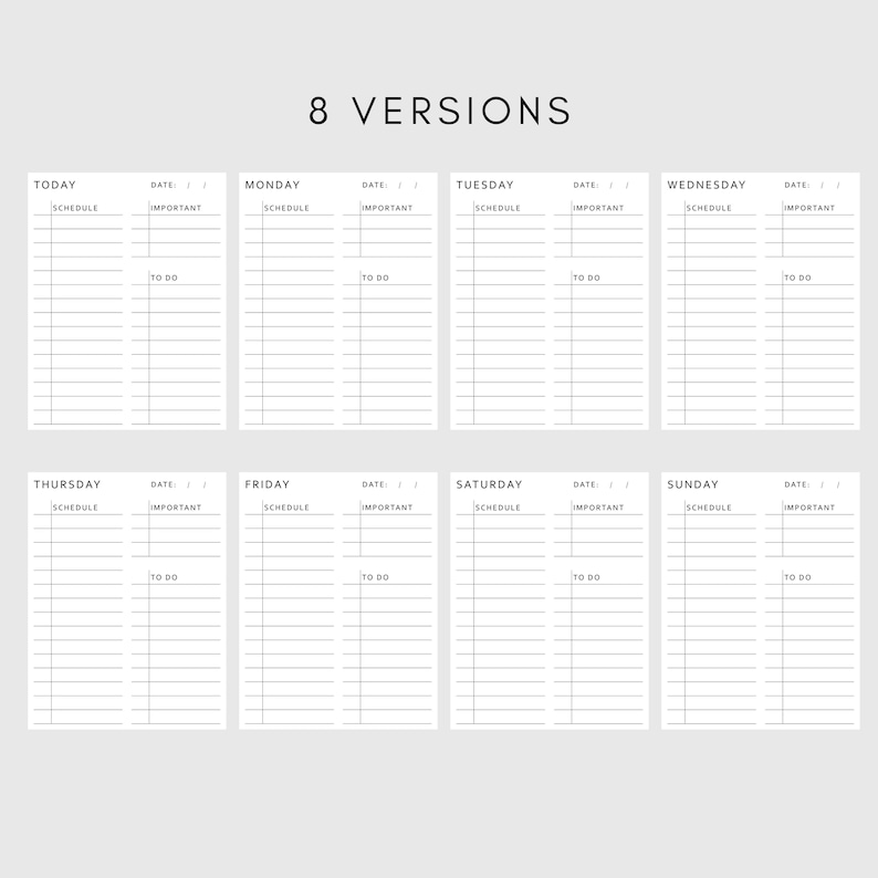 Minimalist Daily Planner Printable Fillable PDF | To-do List | Work ...