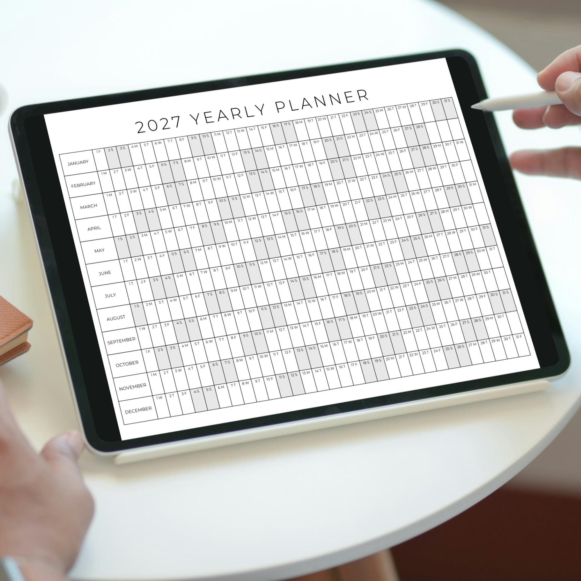 2027 Year Planner Printable, Yearly Planning Calendar, Calendar Poster ...