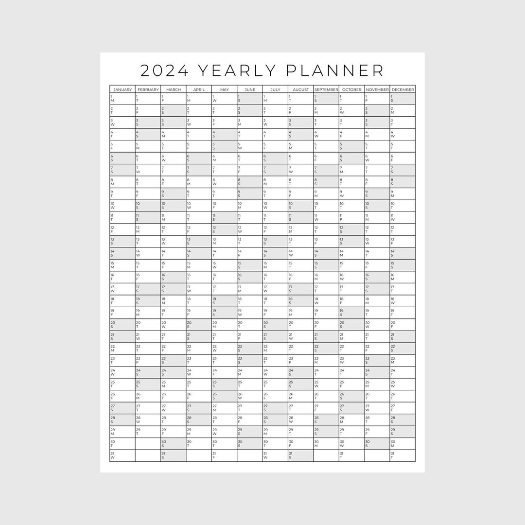 2024 Yearly Planner Printable, Yearly Planning Calendar, Calendar ...