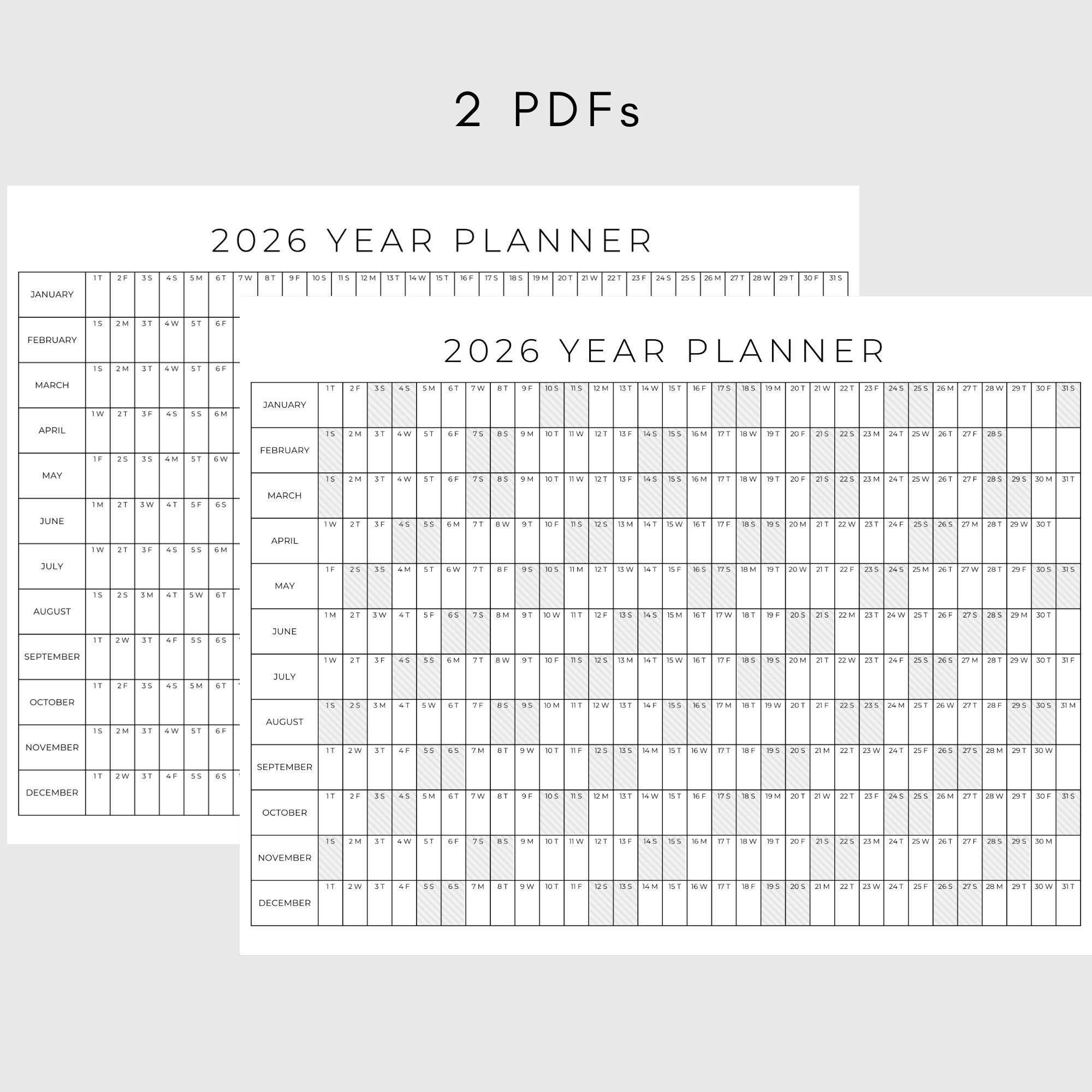 2026 Year Planner Printable, Yearly Planning Calendar, Calendar Poster ...
