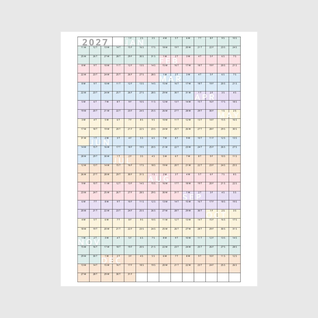 2027 Full Year Calendar (2 Week View) | Year Planner, Digital Download ...