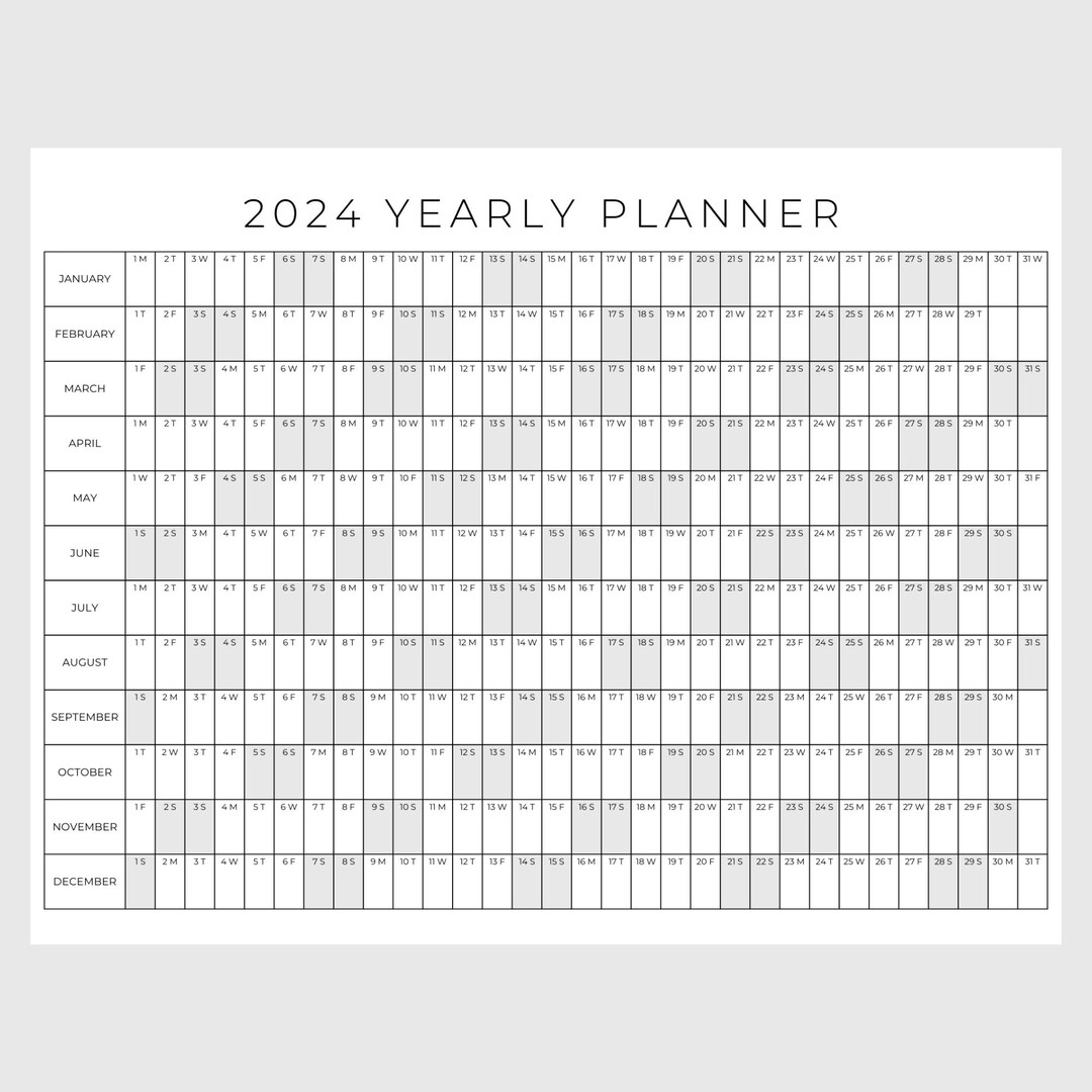 2024 Year Planner Printable, Yearly Planning Calendar, Calendar Poster ...