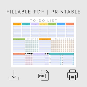 Sjabloon afdrukbare takenlijst Kleurrijke pdf-checklist Dagelijks ...