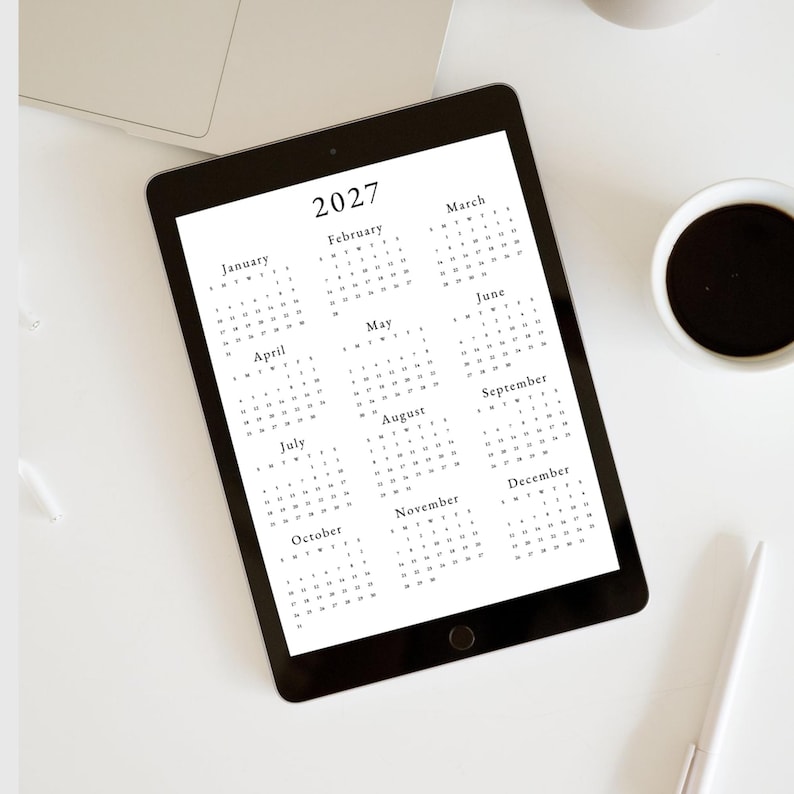 2027 Yearly Calendar 2027 Annual Calendar Printable 2027 Calendar ...