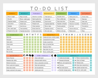 Sjabloon afdrukbare takenlijst Kleurrijke pdf-checklist Dagelijks ...