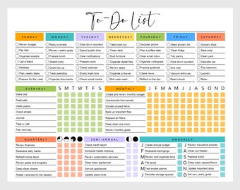 Printable to Do List Template Colorful PDF Checklist Daily Weekly ...
