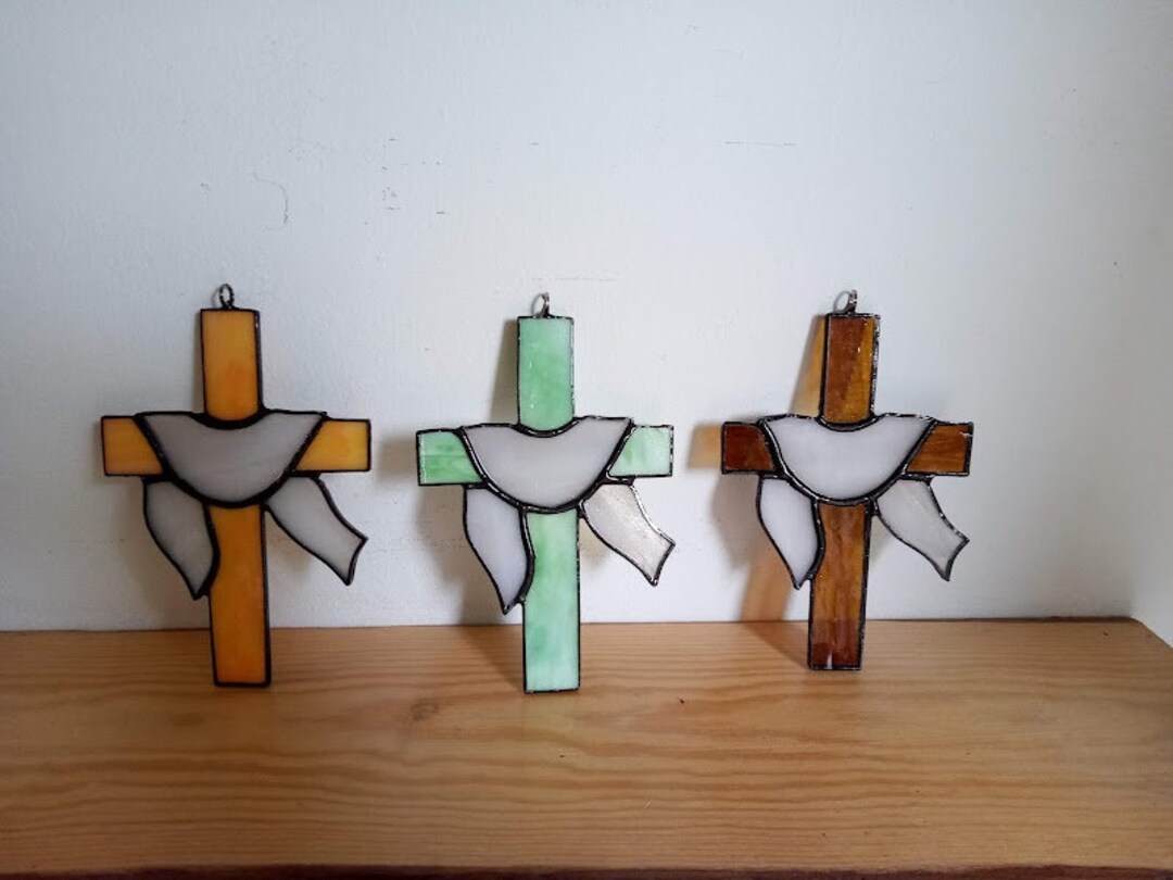 Stained Glass Cross With Shroud Decoration: a Timeless and Elegant ...