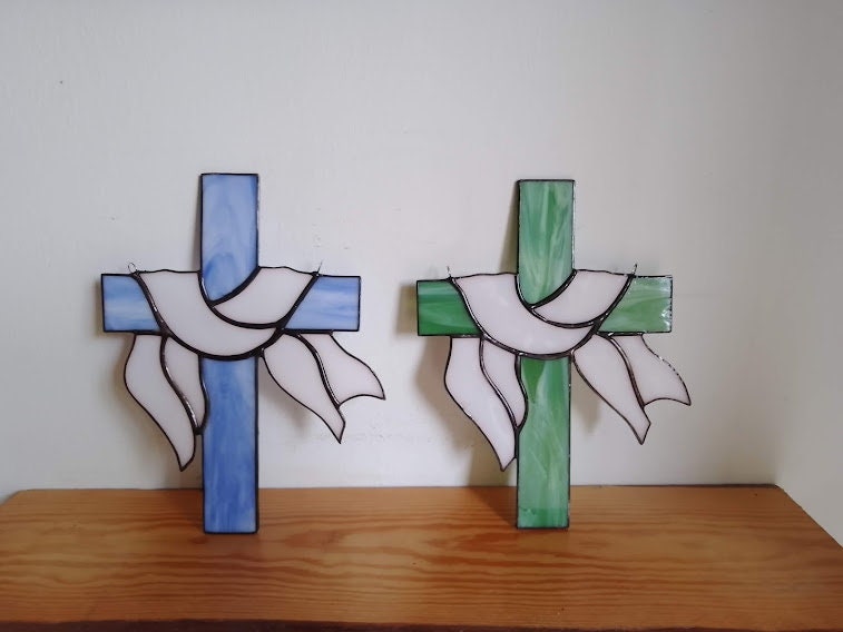 DIY Cross With Jesus Shroud Suncatcher, Tiffany Glass Stained Glass PDF ...