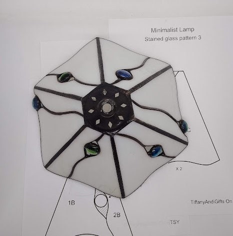 Minimal Design Stained Glass Lamp Shade Pattern Tiffany Lamp - Etsy