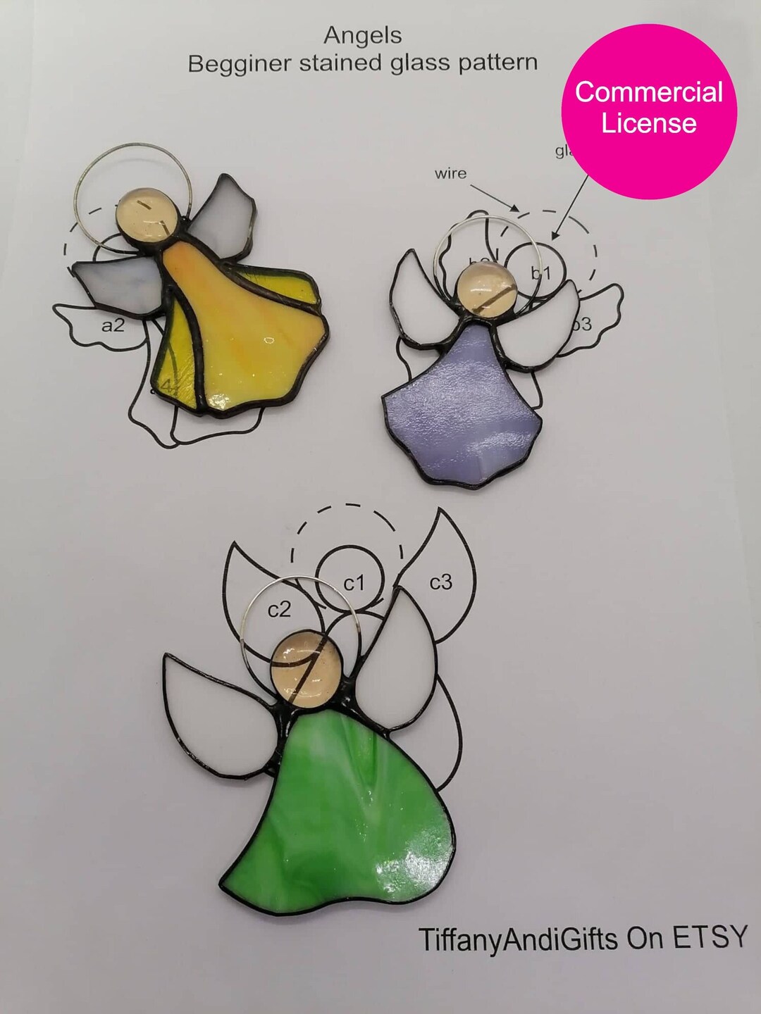 Stained Glass Guardian Angel Suncatcher Pattern (PDF Digital Download ...