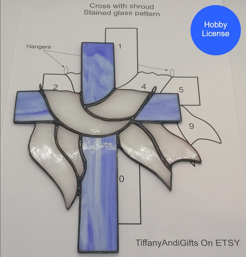 DIY Cross With Jesus Shroud Suncatcher, Tiffany Glass Stained Glass PDF ...
