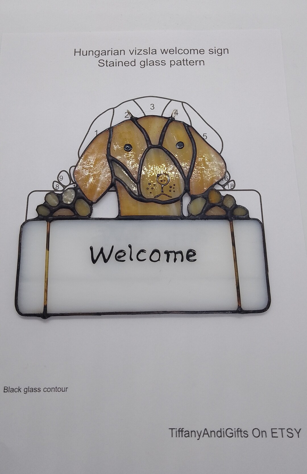 Hungarian Vizsla Stained Glass Welcome Sign Pattern (PDF Digital ...