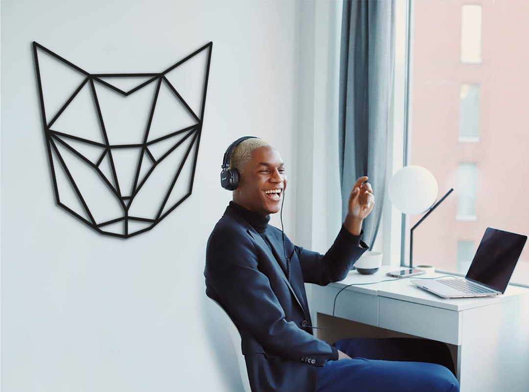 Geometric Cat Head Cat Wall Decor Geometric Wooden Cat Wall Decor Cat ...