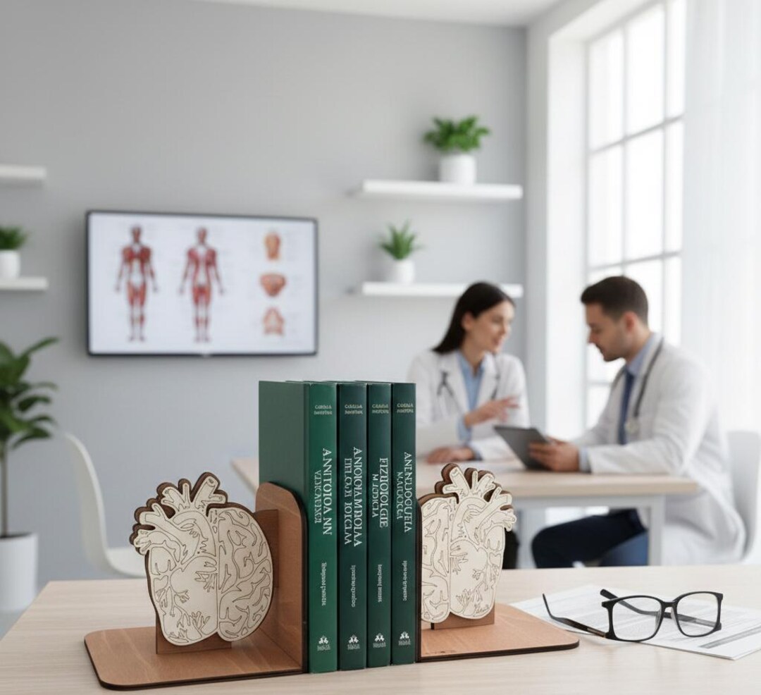 Anatomical Brain and Heart Bookends - Modern Medical Decor, Digital ...