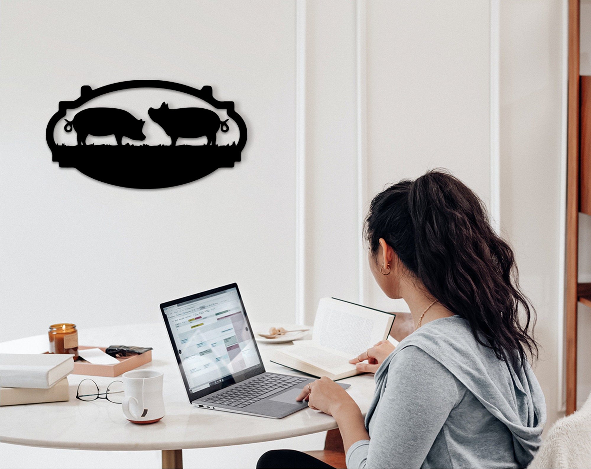 Pig Barn Sign, Pig Barn Papercut Template, Geometric Pig Wall Decor ...