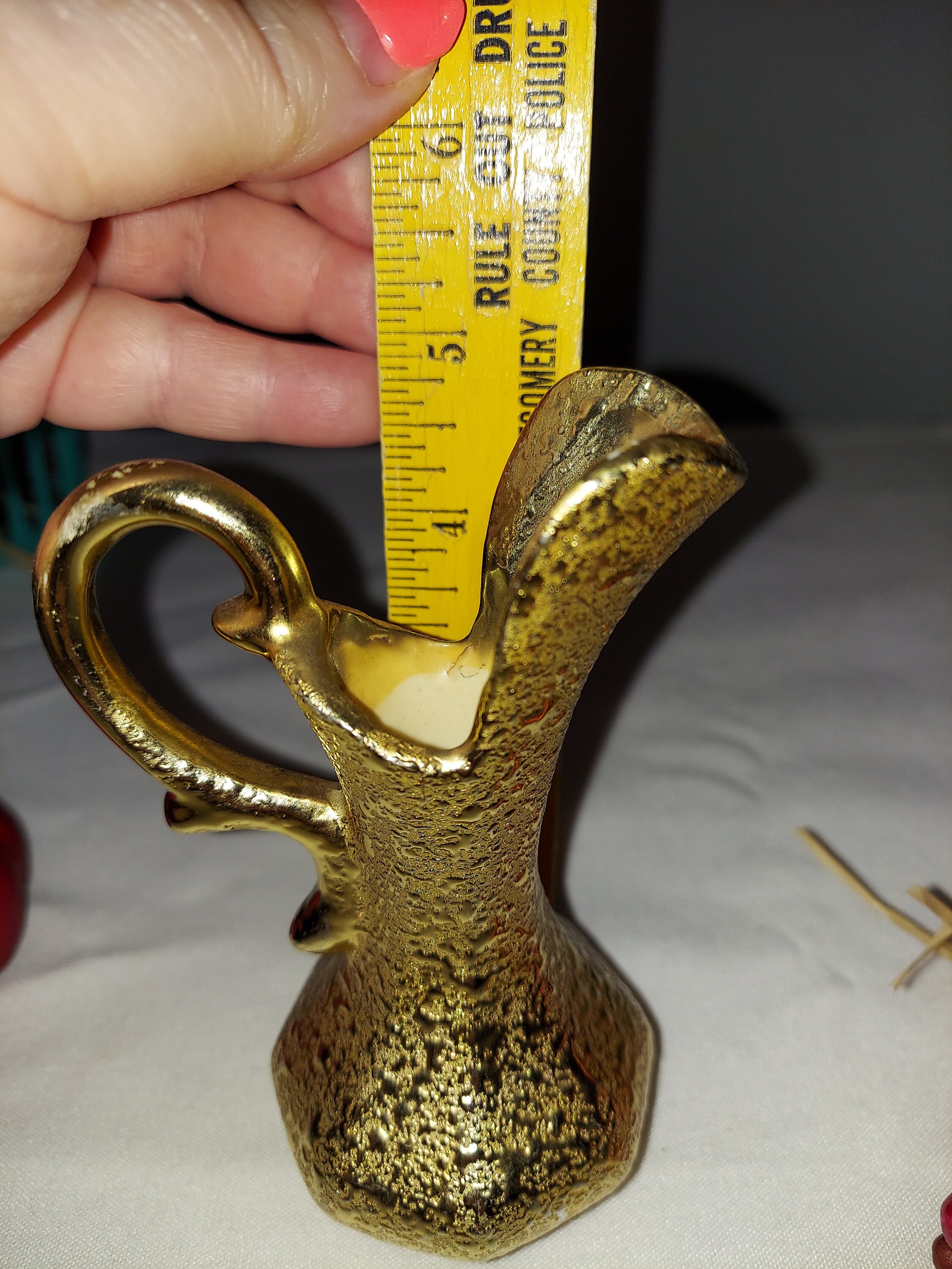 Vintage Mid Century Modern Weeping Gold Pitcher Bud Vase 5 Tall - Etsy