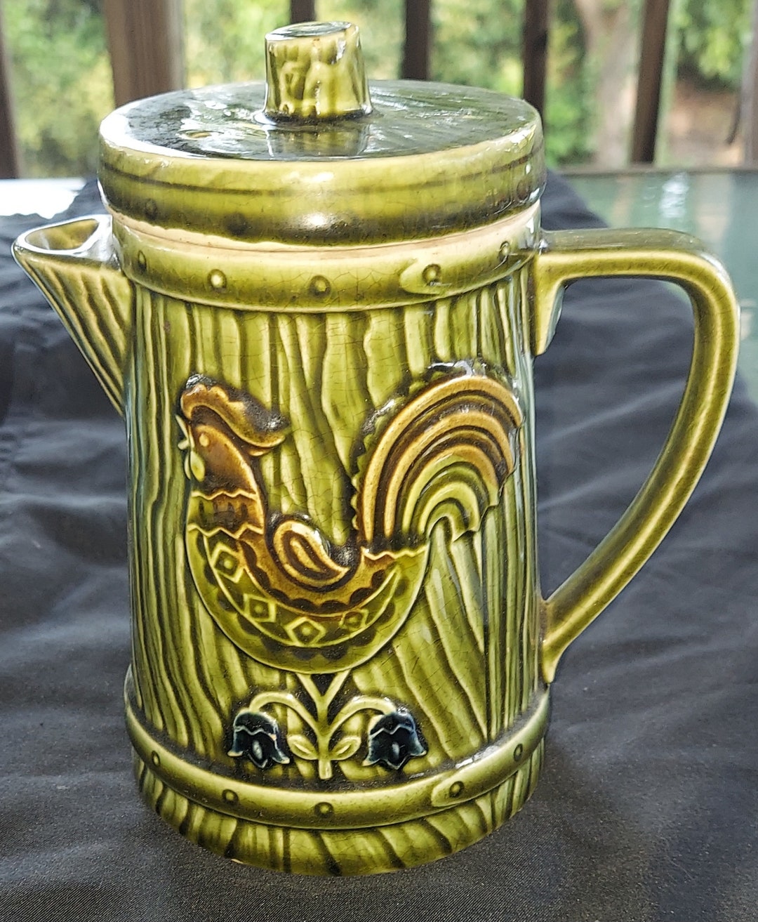 RARE Inarco Rooster Green Ceramic Teapot Made in Japan Farmhouse ...