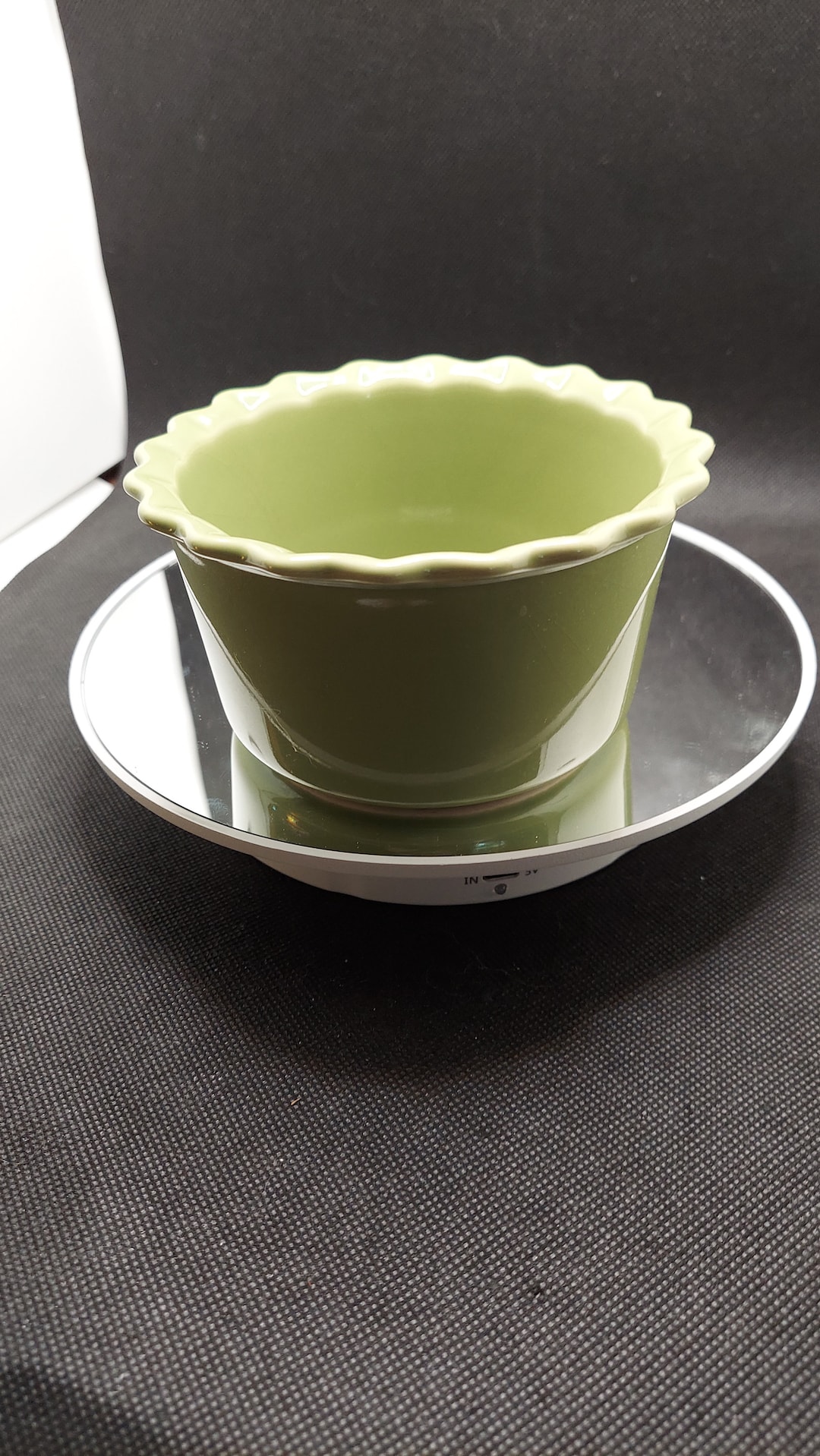 Chantal Scalloped Rim Avocado Green 1 and 1/2 Cup Ramekin Mini Baker ...