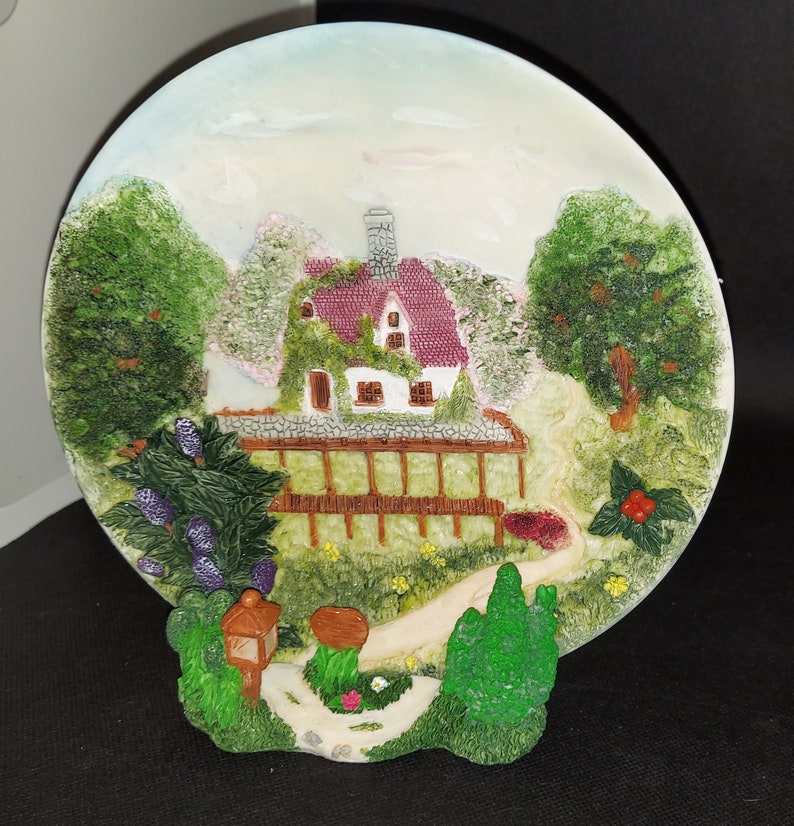 Beautiful Decorative Wall Hanging 3-D Plate English Cottage Countryside ...