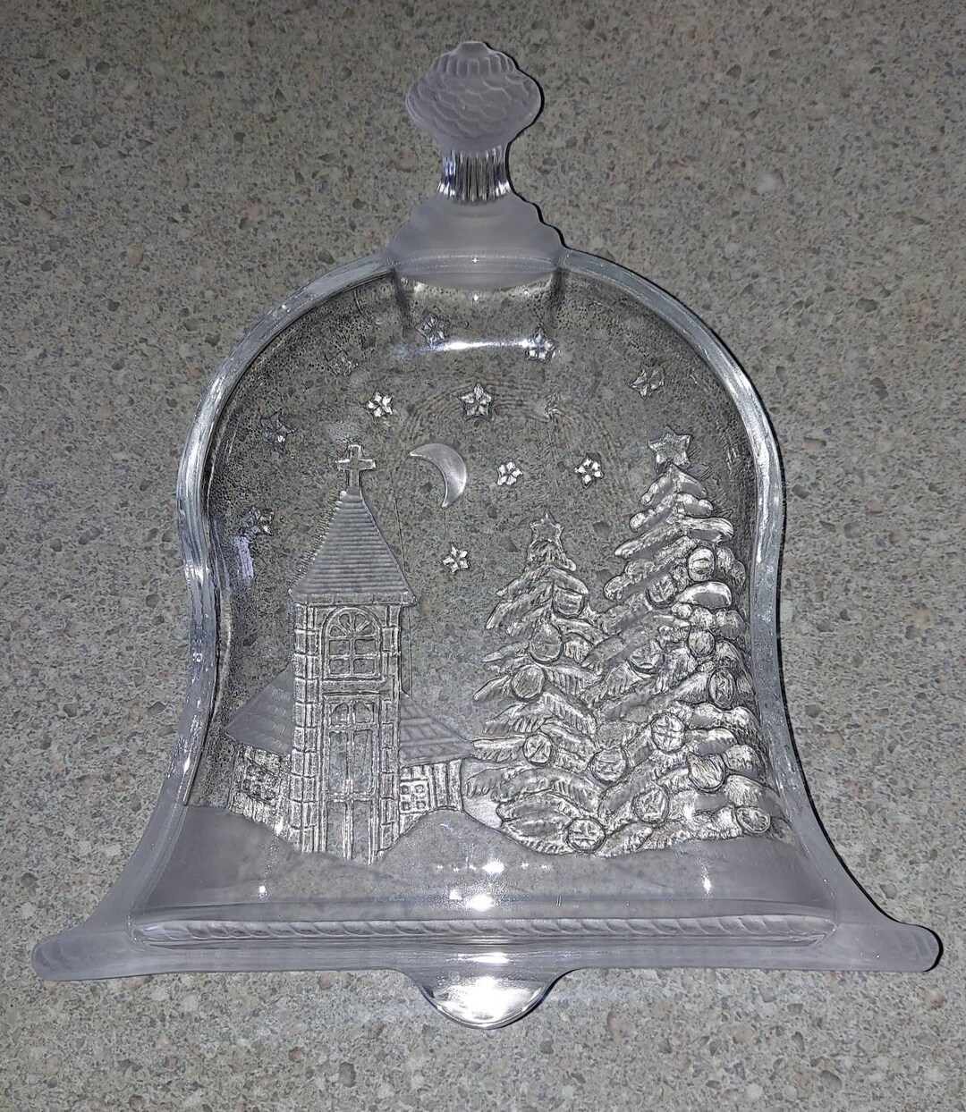 Vintage Celebrations Frosted Crystal Christmas / Winter Scene Bell ...