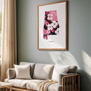 Alabama State Map Print Wall Art Living Room Decor Alabama Map Poster ...