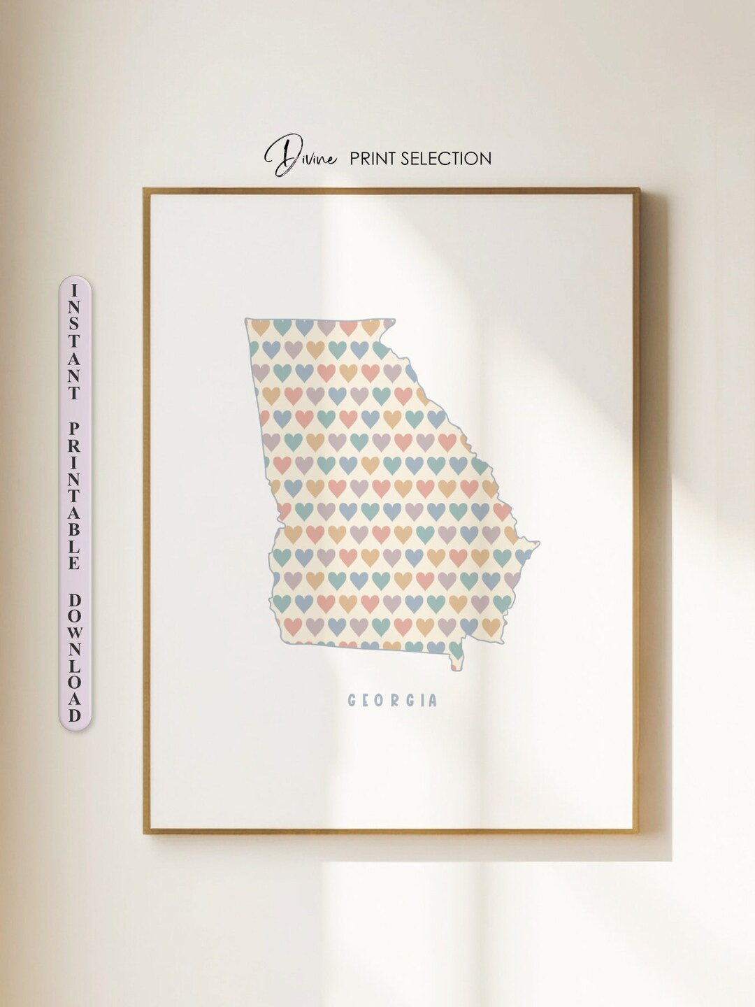 Georgia Map Silhouette Georgia Map Print Boho Wall Art Printable GA Map ...