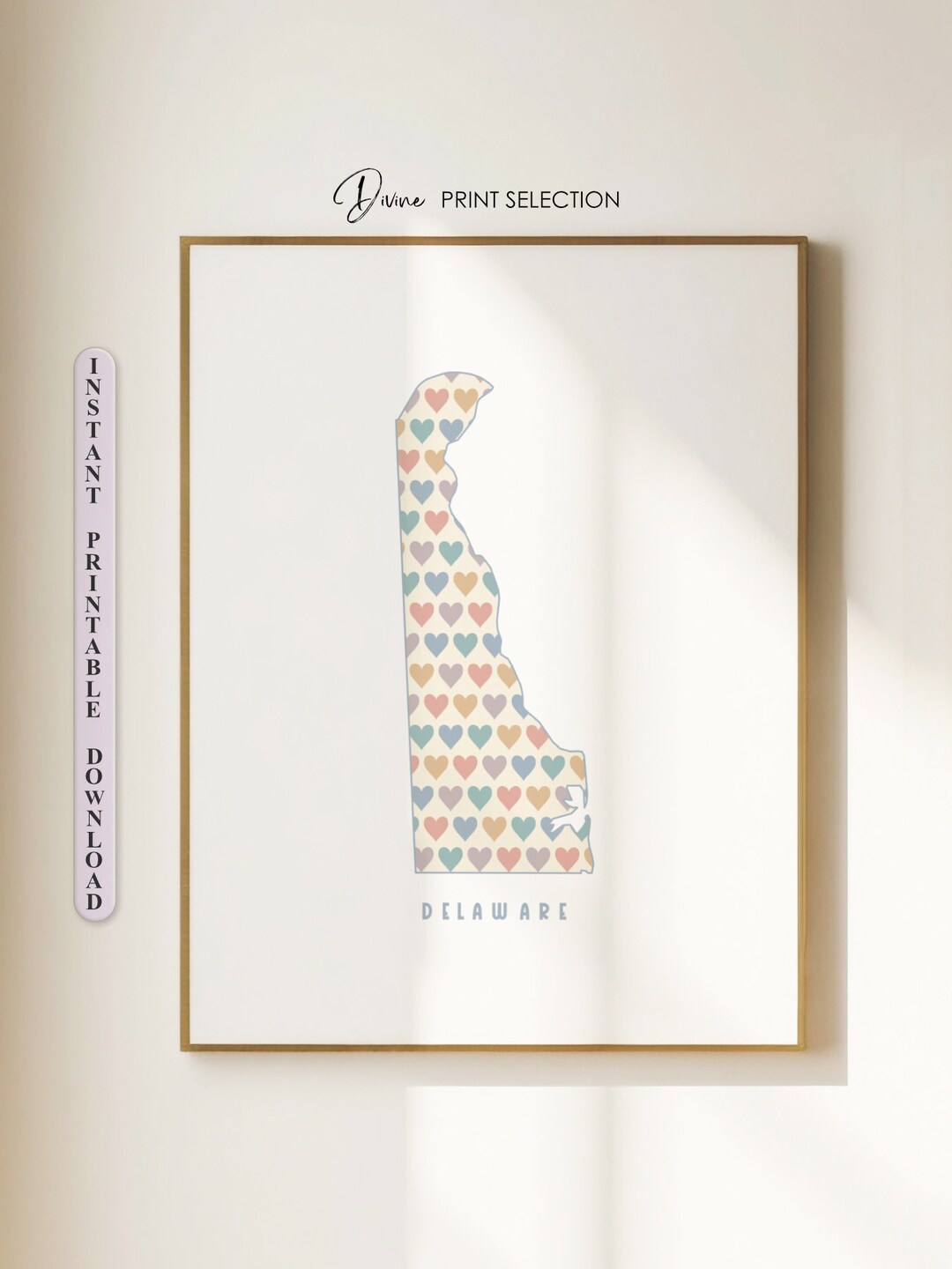Delaware Map Silhouette Delaware Map Print Boho Wall Art Printable DE ...