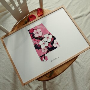 Alabama State Map Print Wall Art Living Room Decor Alabama Map Poster ...