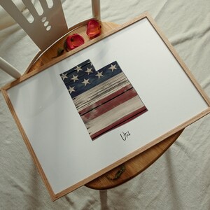 Utah State Map Print Utah Wall Art American Flag Patriotic Print USA ...