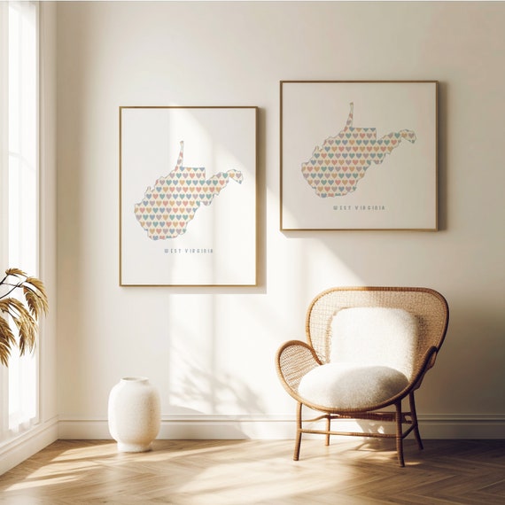 Mapa Imprimible De Virginia Occidental State West Virginia Vectores,