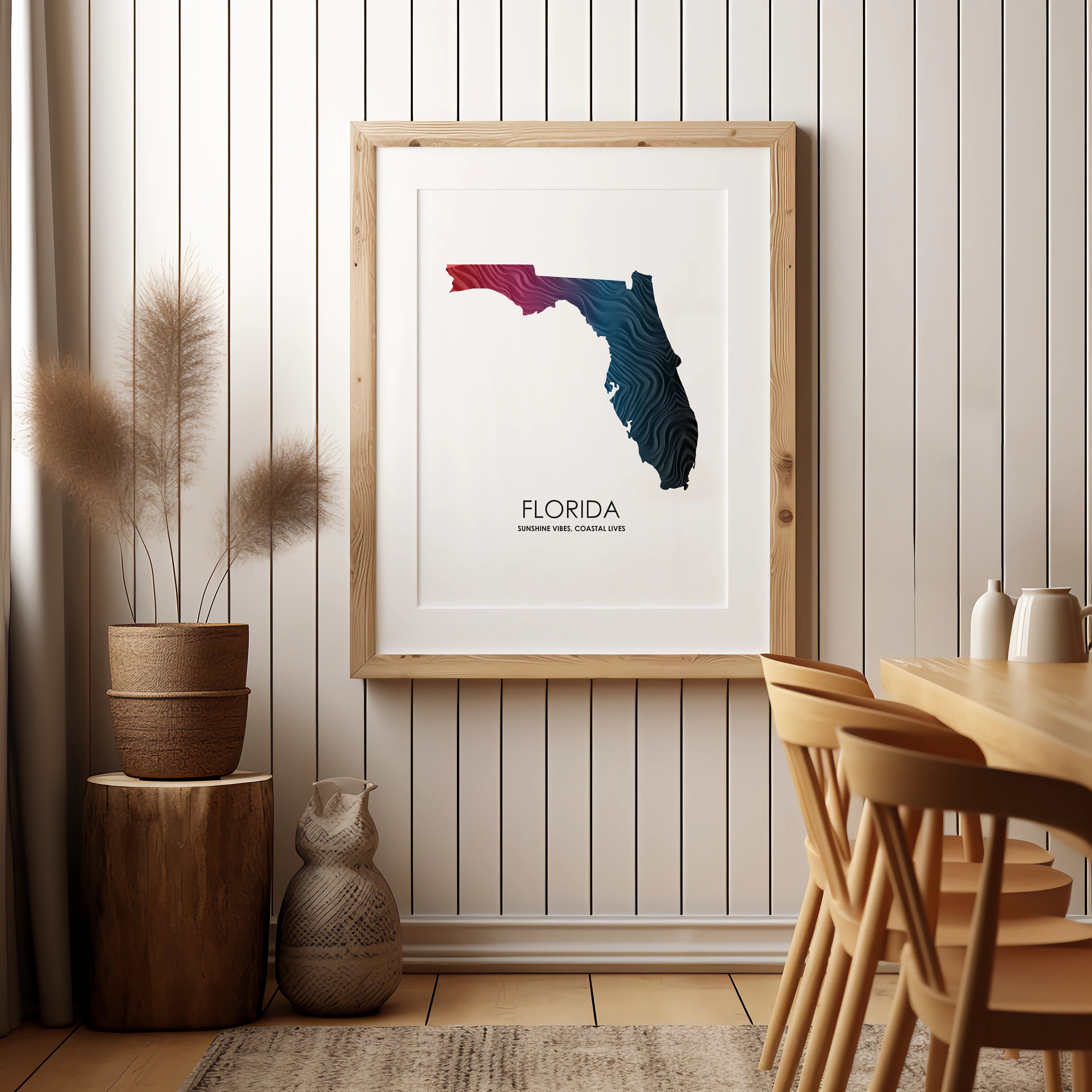 Florida Map Print Florida Silhouette Map Printable Florida Mid-century ...