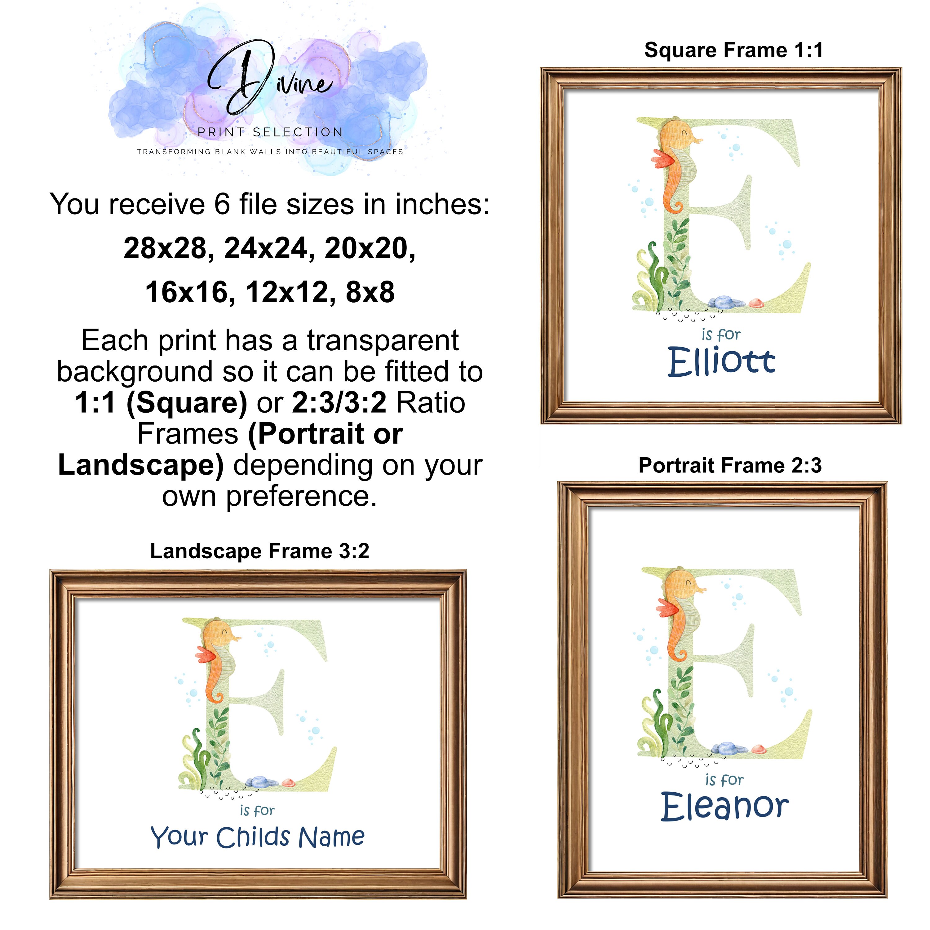 Personalized Name Print Nursery Name Sign Custom Initial Print Naming ...