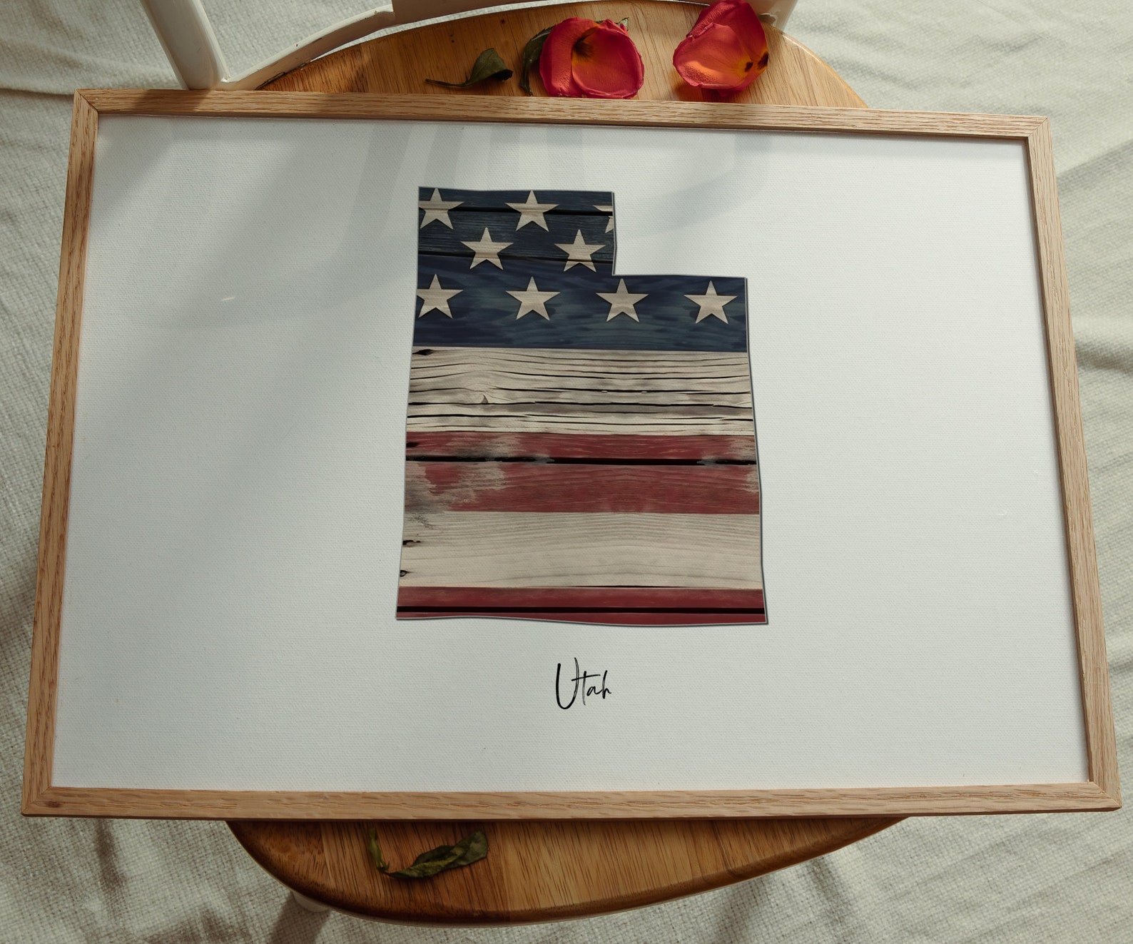 Utah State Map Print Utah Wall Art American Flag Patriotic Print USA ...