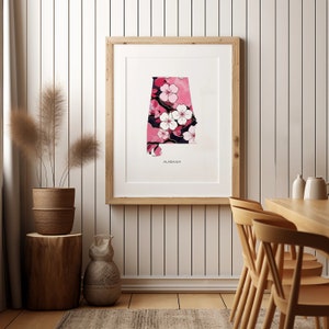 Alabama State Map Print Wall Art Living Room Decor Alabama Map Poster ...