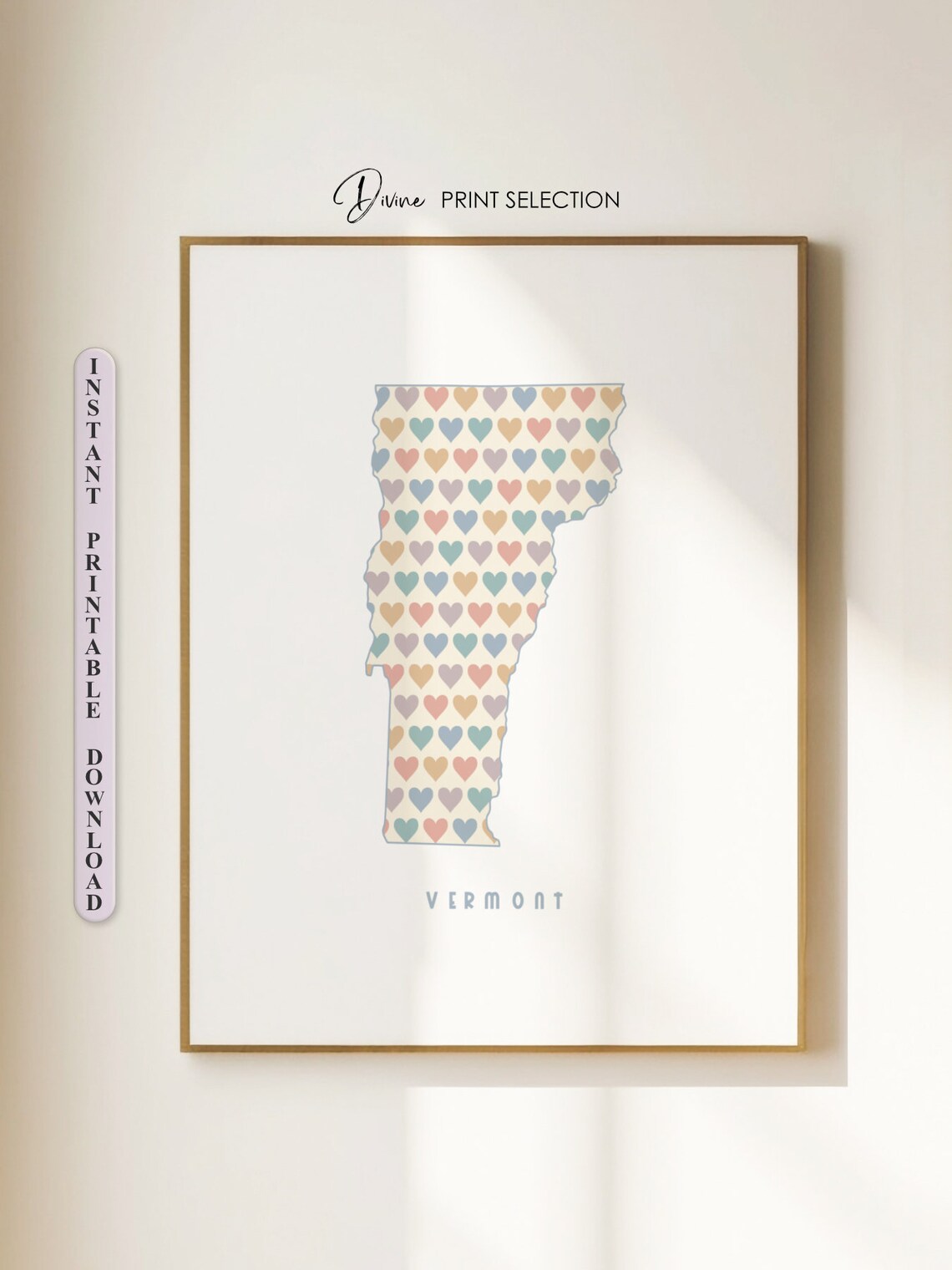 Vermont Map Print Vermont Map Silhouette Printable State Map Modern ...