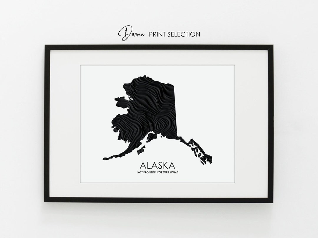 Alaska Map Print Printable AK Map USA State Map Alaska Wall Art Gift ...