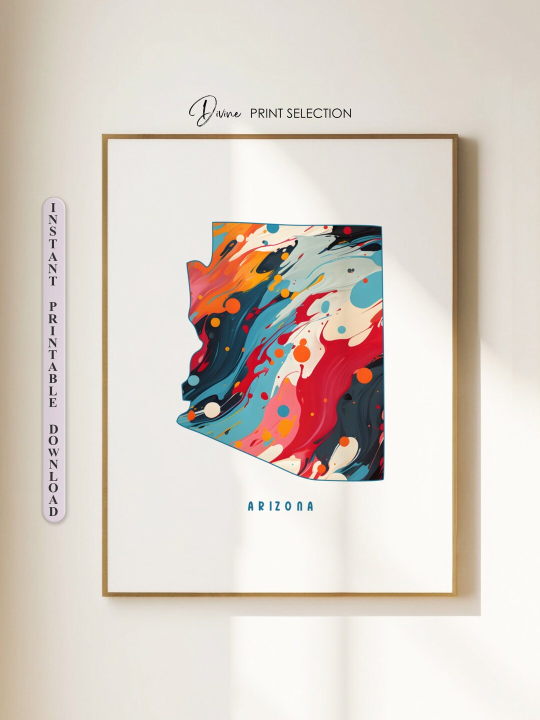 Arizona Map Print Wall Art Living Room Decor Arizona Map Poster Digital ...